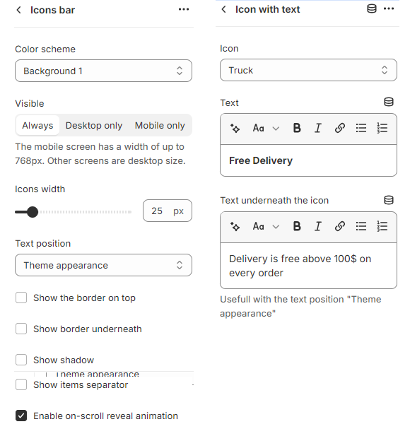 Icons bar section – Swissuplabs