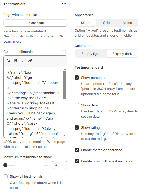 Testimonials section – Swissuplabs