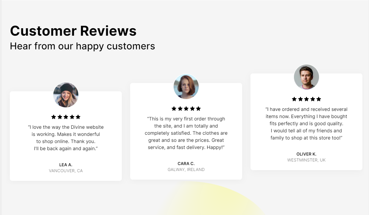 Testimonials section – Swissuplabs