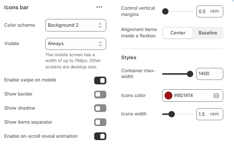 Icons bar section – Swissuplabs